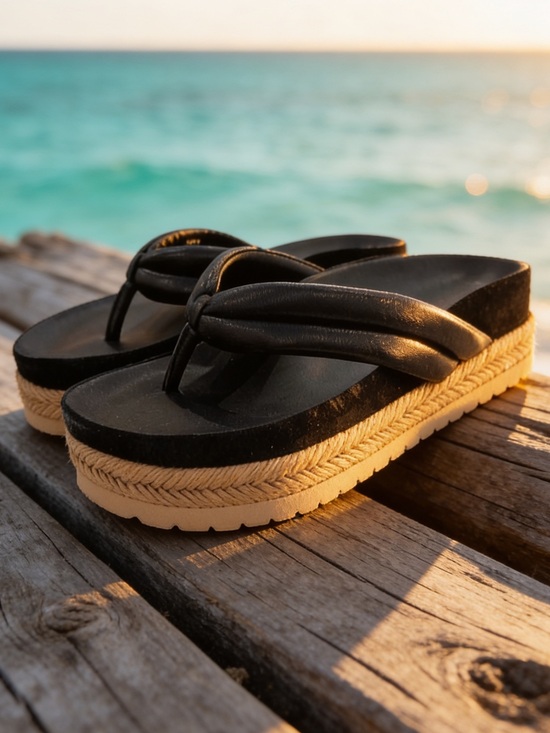 Vince | Shoes | Vince Black Platform Thong Sandals With Braided ...